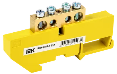 Шина PE "земля" на DIN-изол ШНИ-8х12-4-Д-Ж IEK (YNN10-812-4D-K05 ...