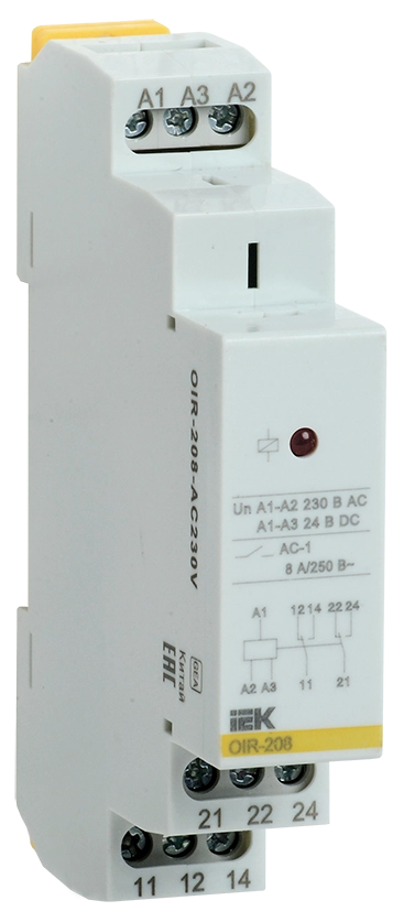 Реле промежуточное модульное OIR 2 контакта 8А 230В AC IEK (OIR-208 ...