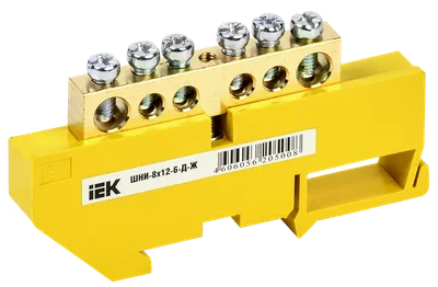 Шина PE "земля" на DIN-изол ШНИ-8х12-6-Д-Ж IEK (YNN10-812-6D-K05 ...